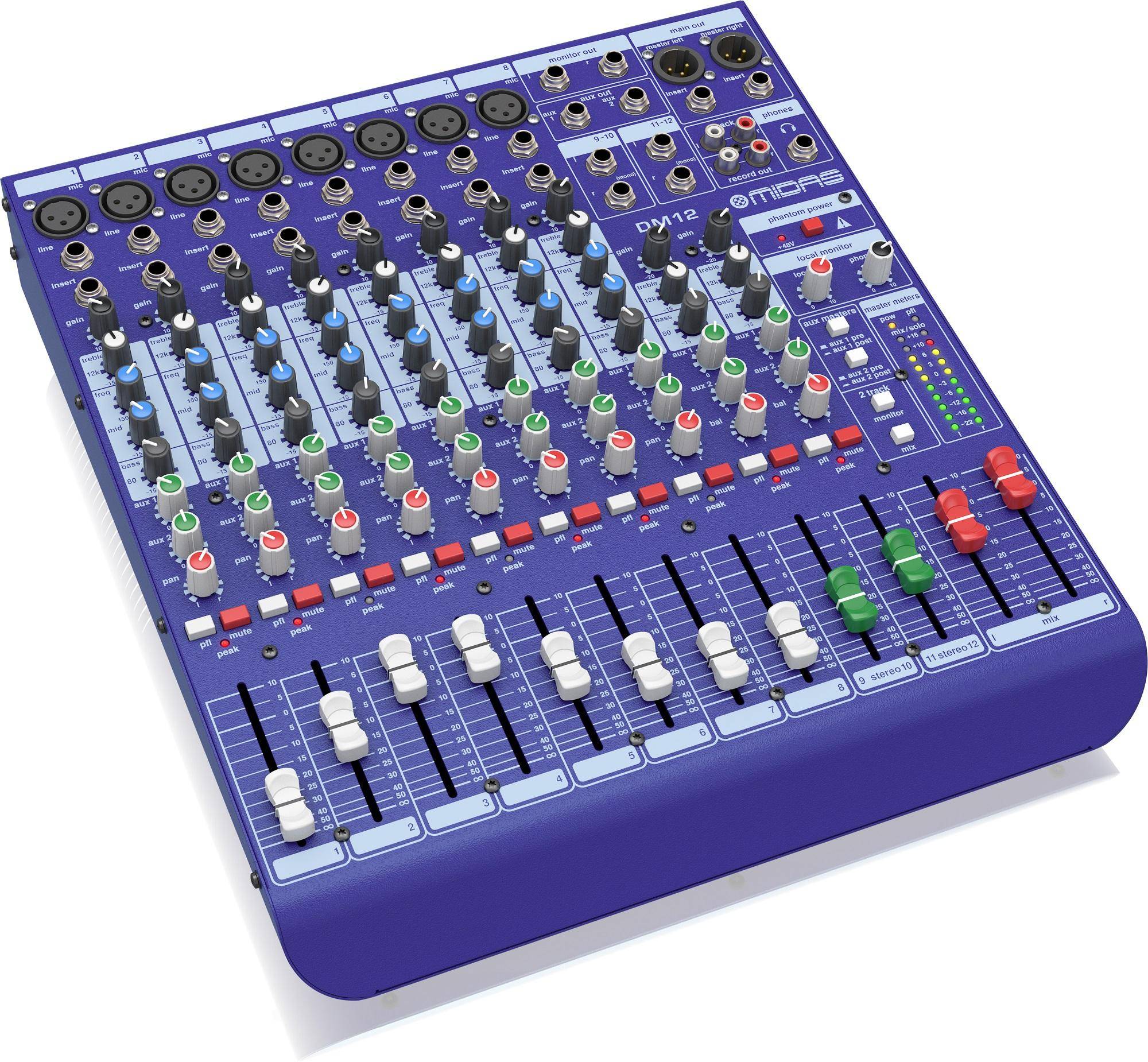MIDAS DM12 (DM-12) 12 Input Analogue Live and Studio Mixer with Midas ...