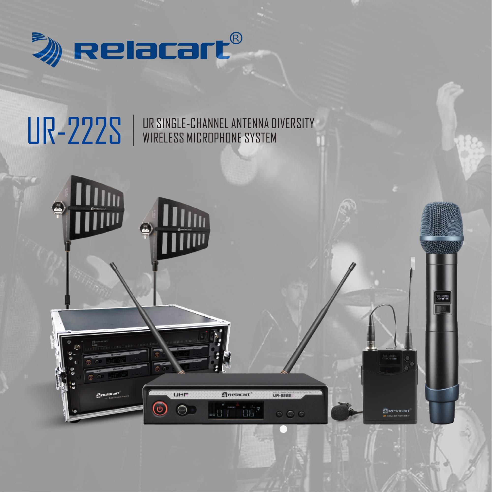 Relacart UR-222S UR Single-Channel Antenna Diversity Wireless Microphone