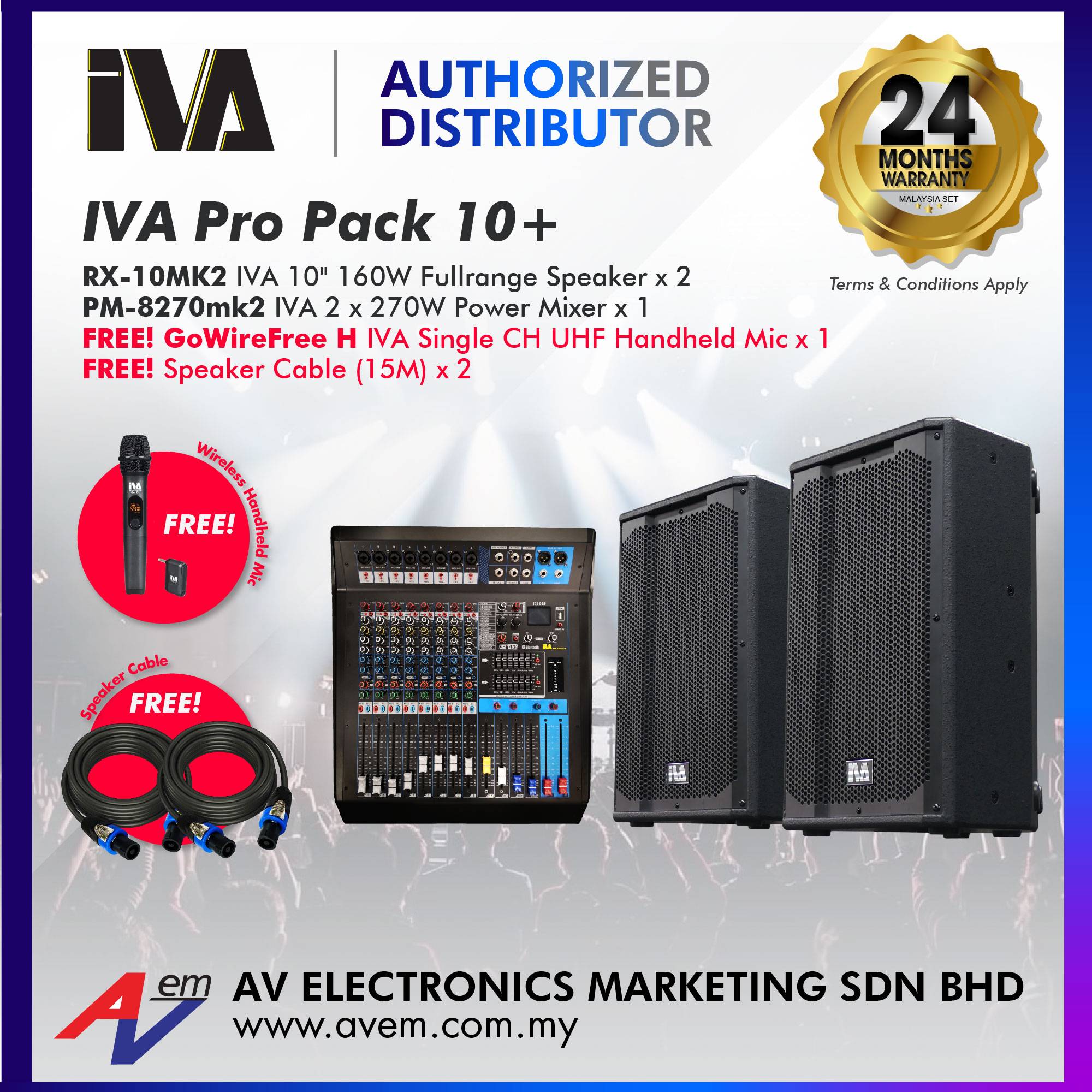 IVA Pro Pack 10+ (2x IVA RX-10MK2 Speakers, 1x IVA PM-8270mk2 Power ...