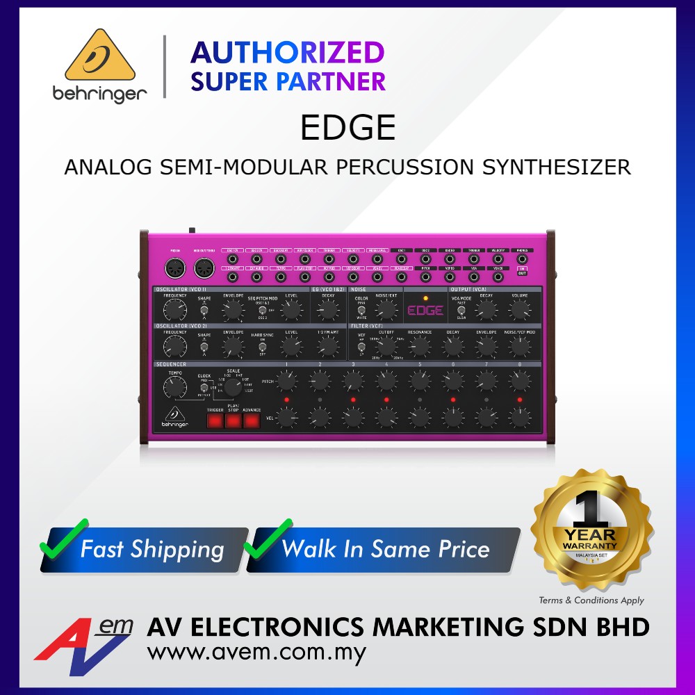 BEHRINGER EDGE Analog Semi-Modular Percussion Synthesizer with 2 ...