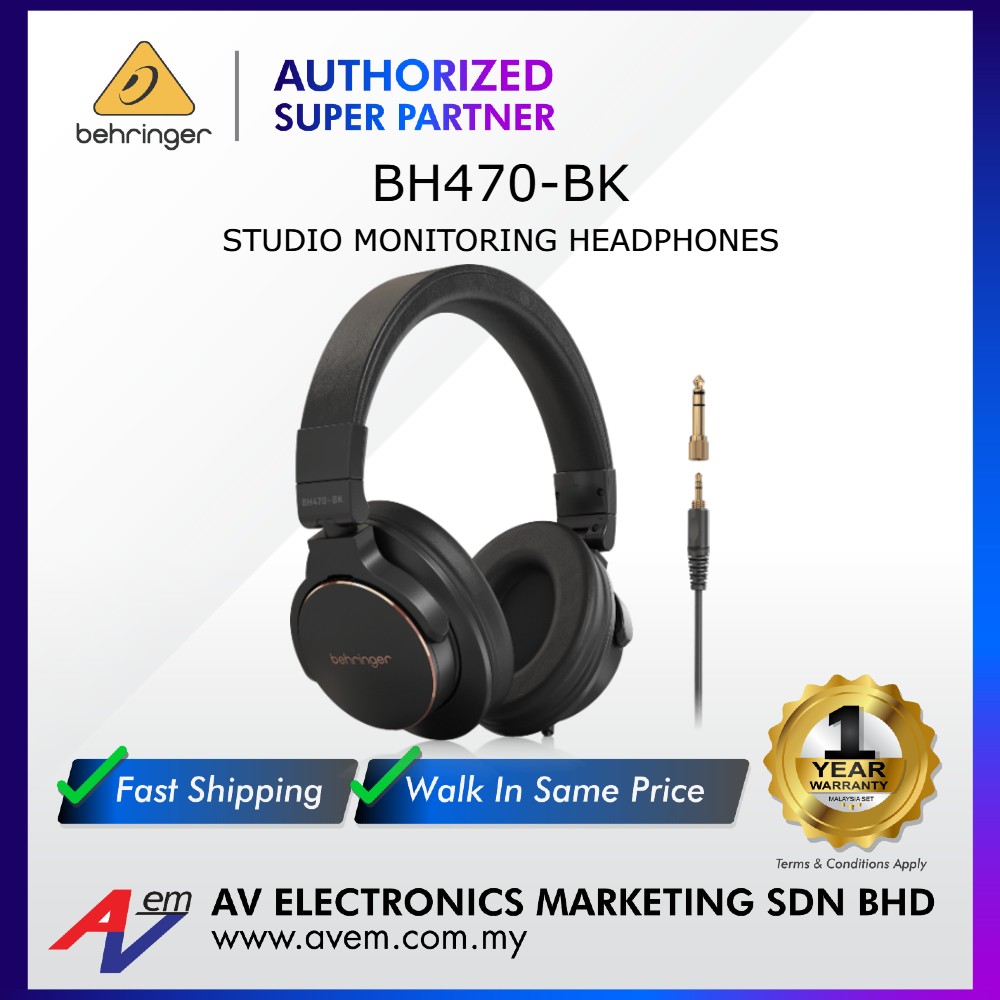 BEHRINGER BH470-BK (BH 470-BK) Studio Monitoring Headphones
