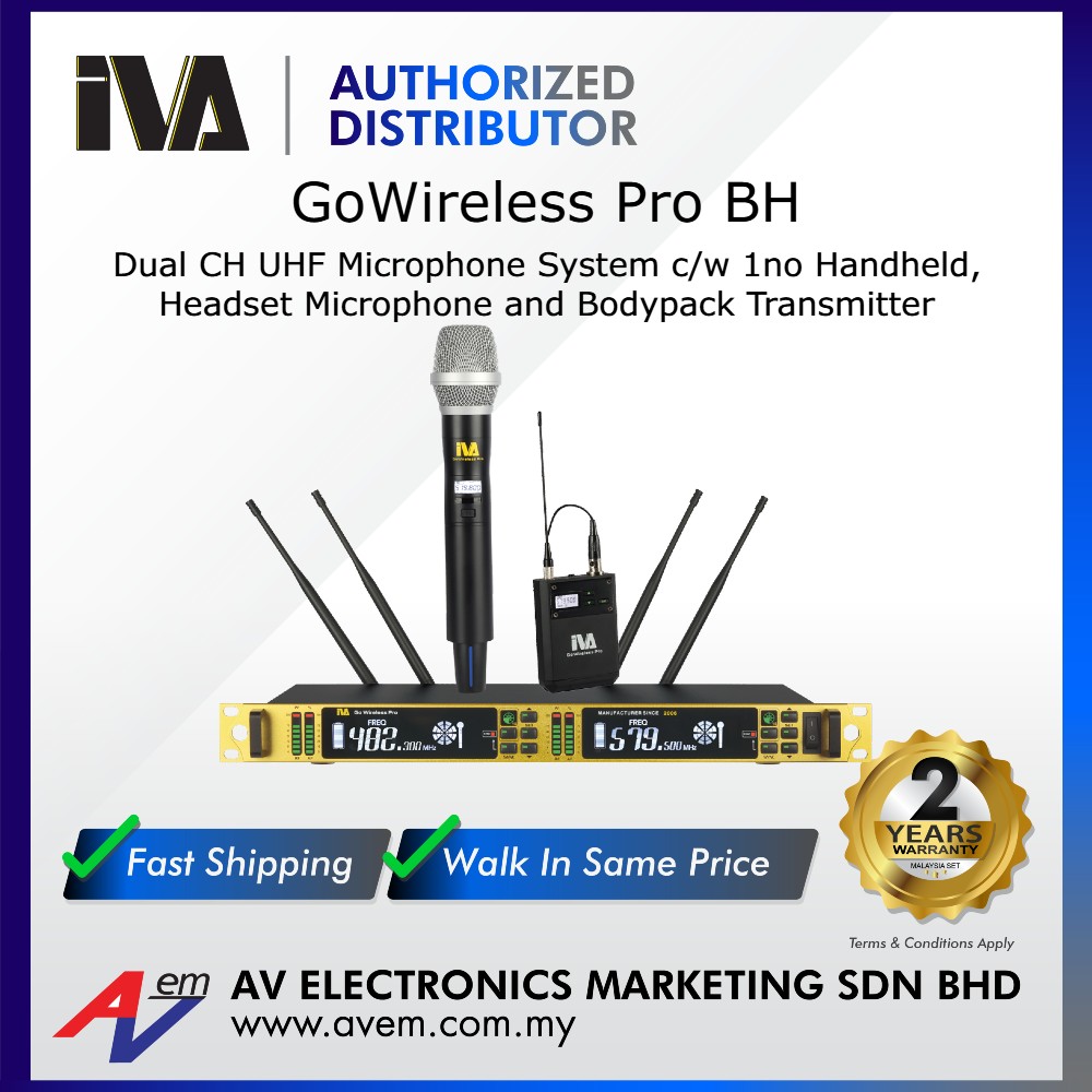 IVA GoWireless Pro BH 1 Handheld, 1 Bodypack UHF Wireless Microphone