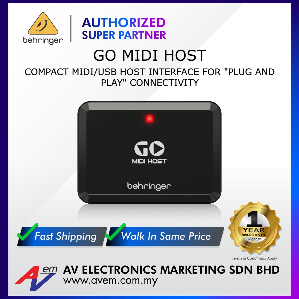 Behringer GO MIDI HOST Compact MIDI/USB Host Interface for “Plug-and ...