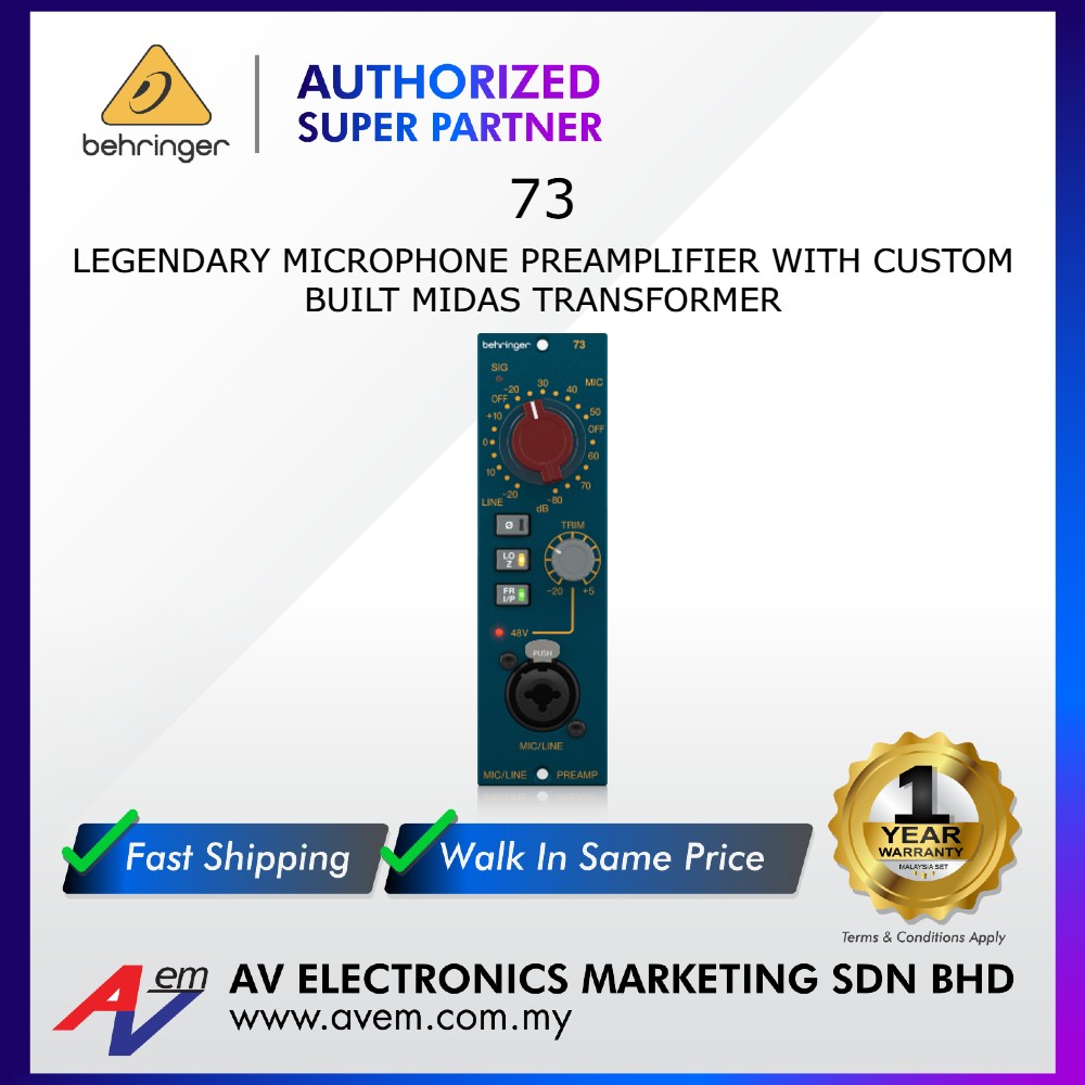 Behringer 73 Legendary Microphone Preamplifier with Custom-Built Midas ...
