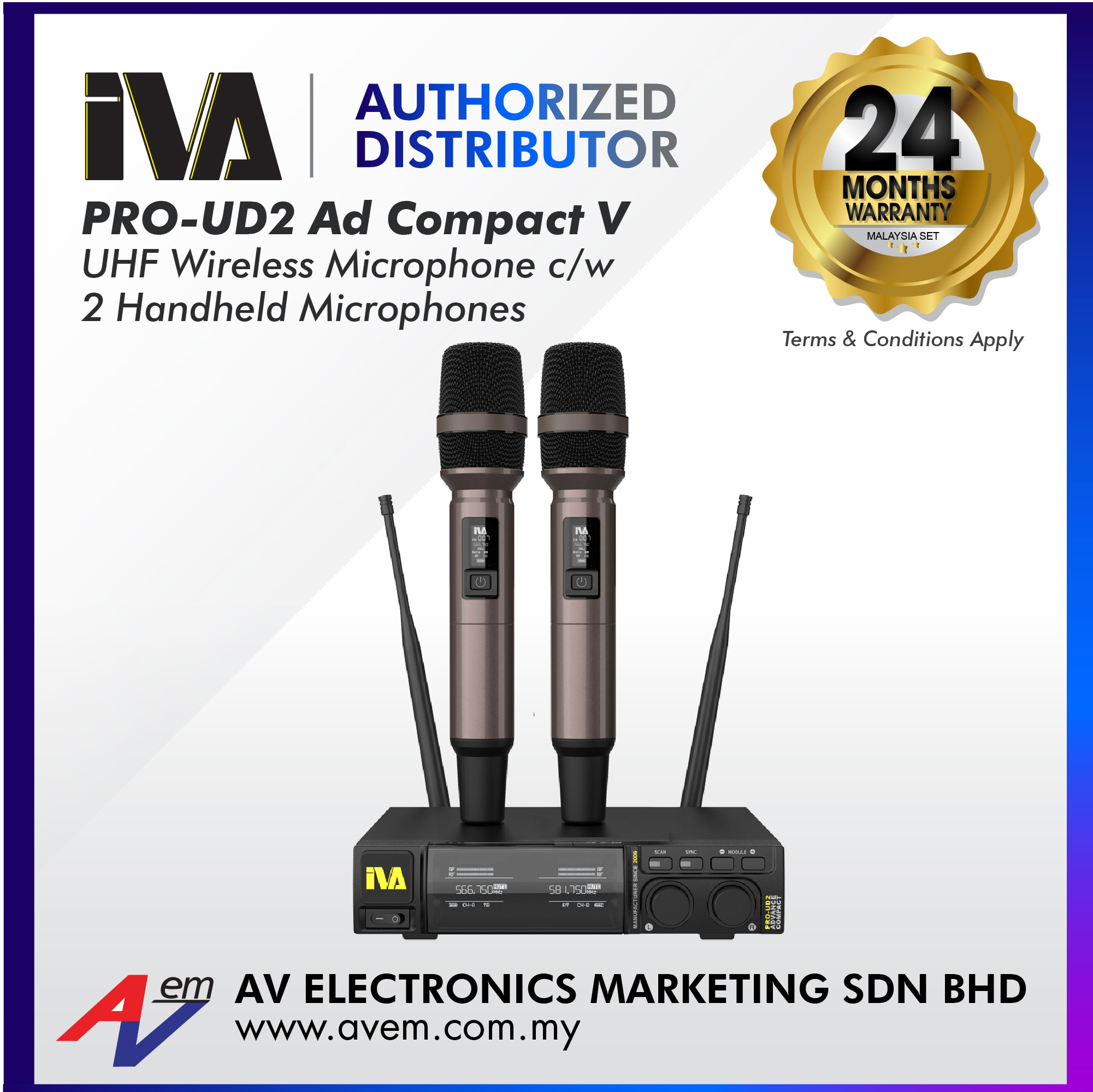 IVA PRO-UD2 Advance Compact V Dual Handheld UHF Wireless Microphone