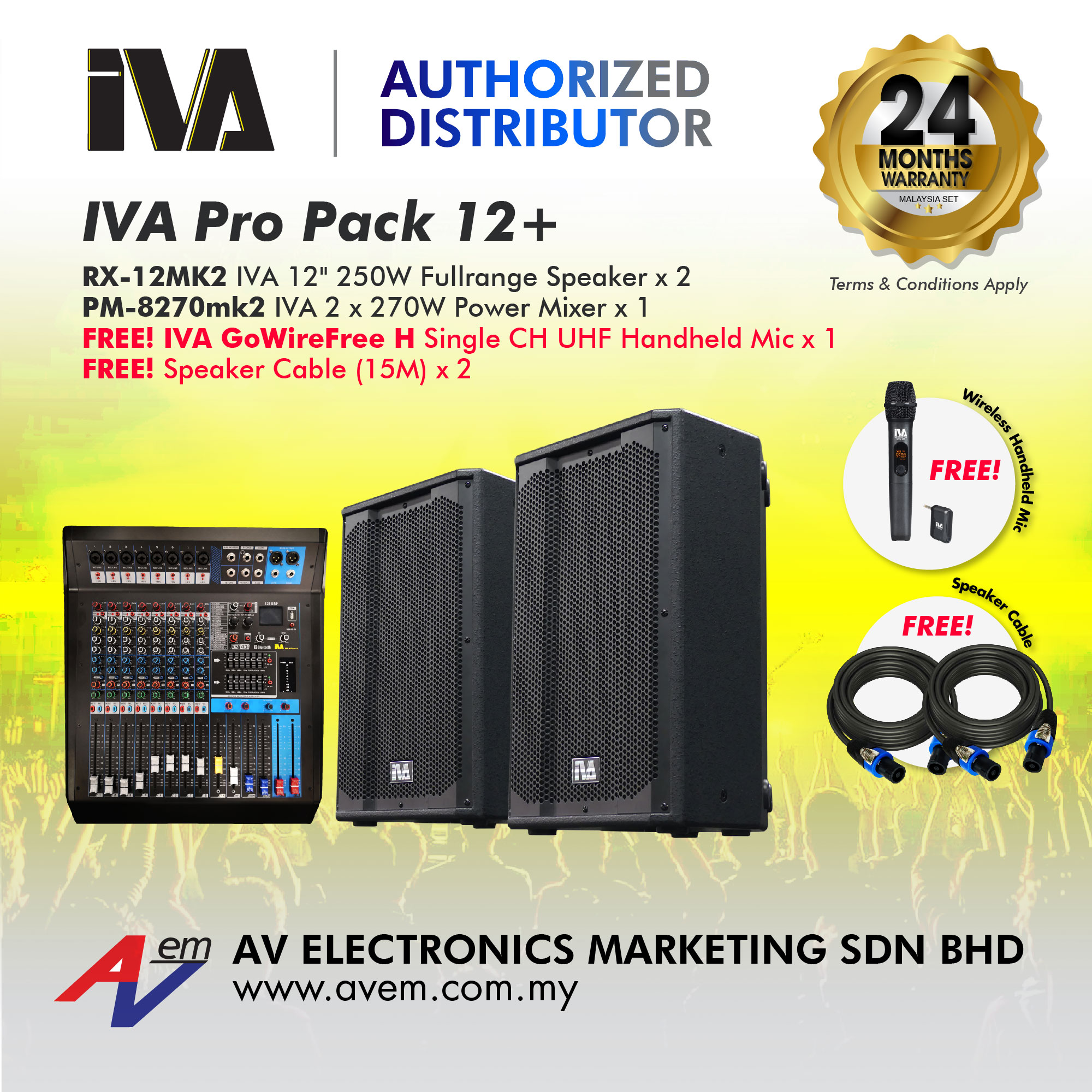 IVA Pro Pack 12+ (2x IVA RX-12MK2 Speakers, 1x IVA PM-8270mk2 Power ...