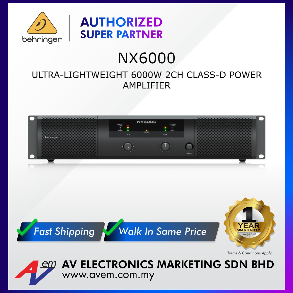 BEHRINGER NX6000 Ultra-Lightweight 3000W Class-D Power Amplifier with ...