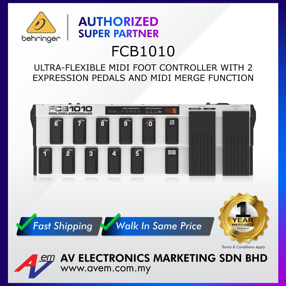 BEHRINGER FCB1010 Ultra-Flexible MIDI Foot Controller with 2 Expression ...